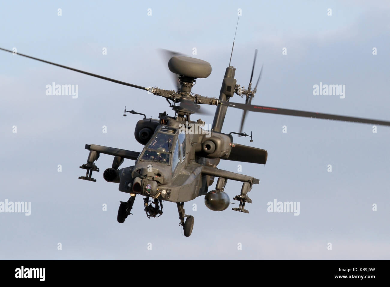 Army Air Corps Apache AH1 in the hover and turning overhead Wattisham ...
