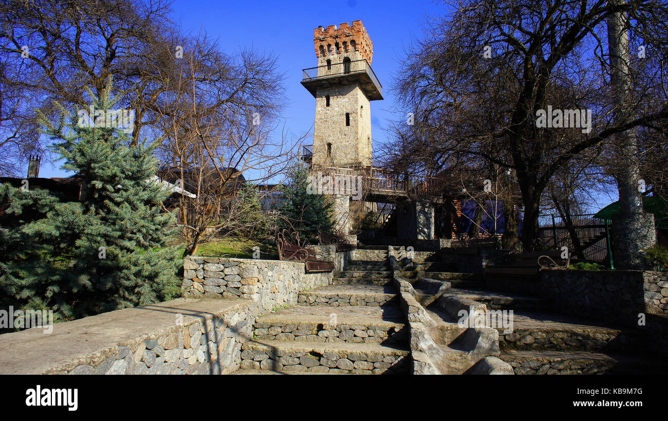 The ancient watchtower, equipped for tourists as an observation tower ...