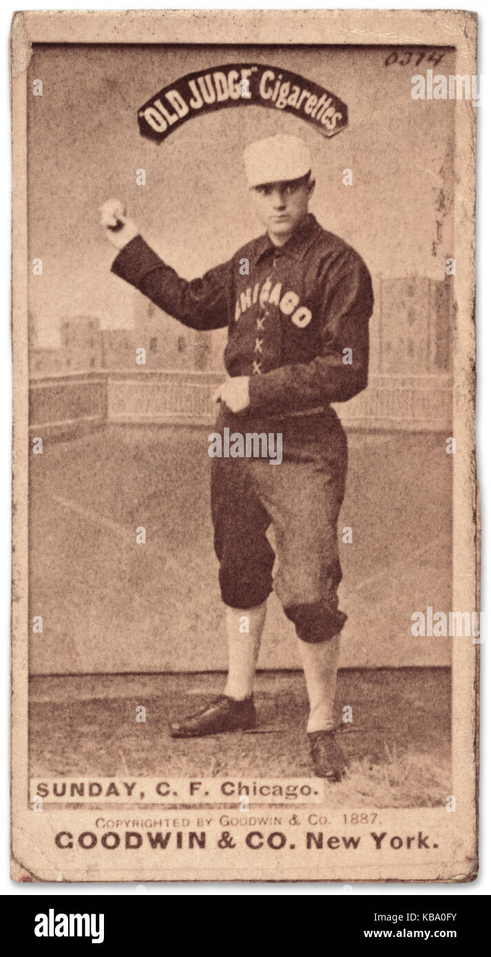 Billy Sunday (1862-1935), popular center fielder for the Chicago White ...