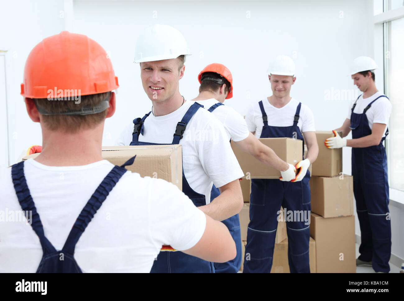 Happy mover in uniform hi-res stock photography and images - Alamy