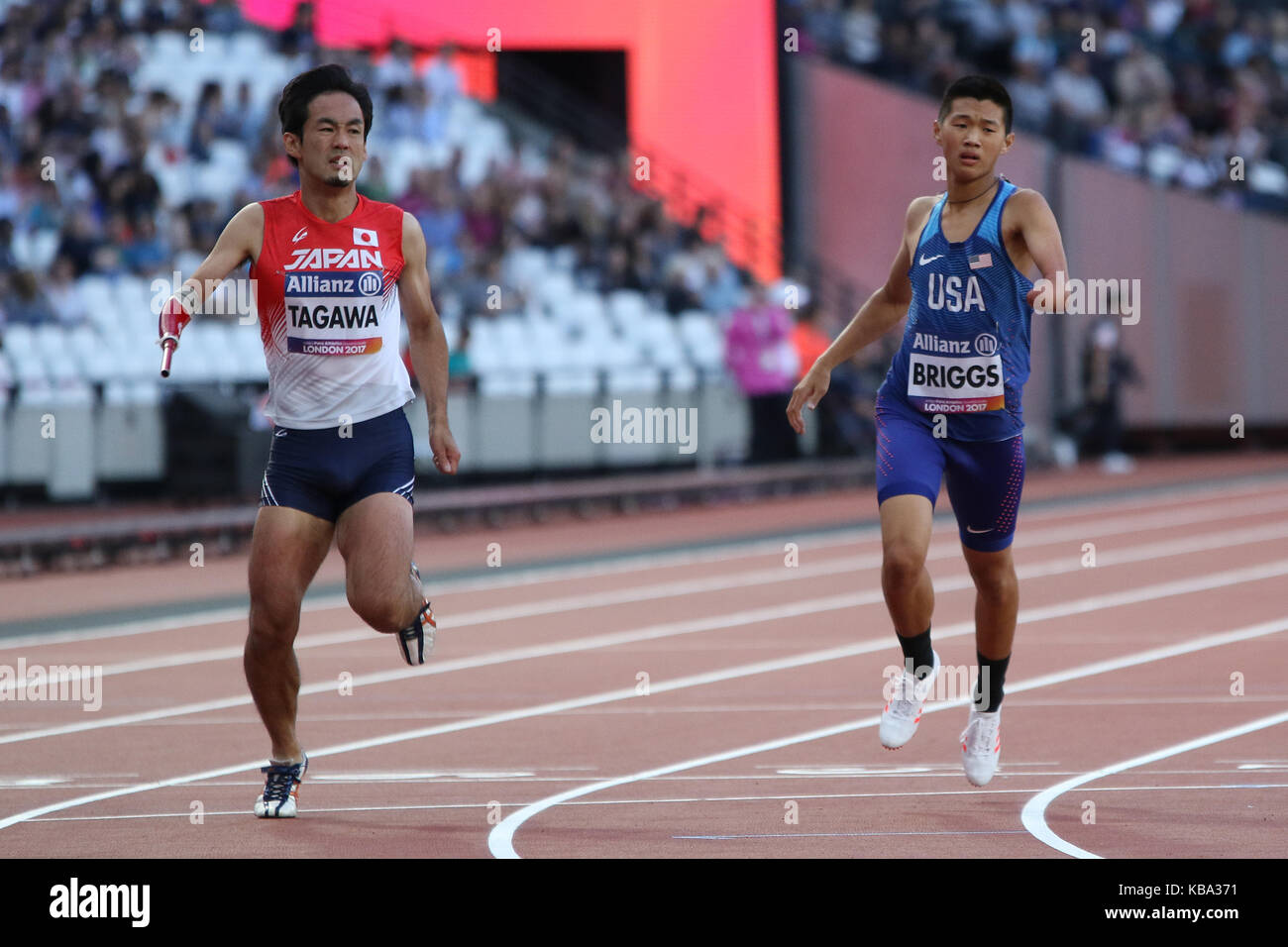Tomoki TAGAWA of Japan & Jack BRIGGS of the USA in the Men's 200 m T47 ...
