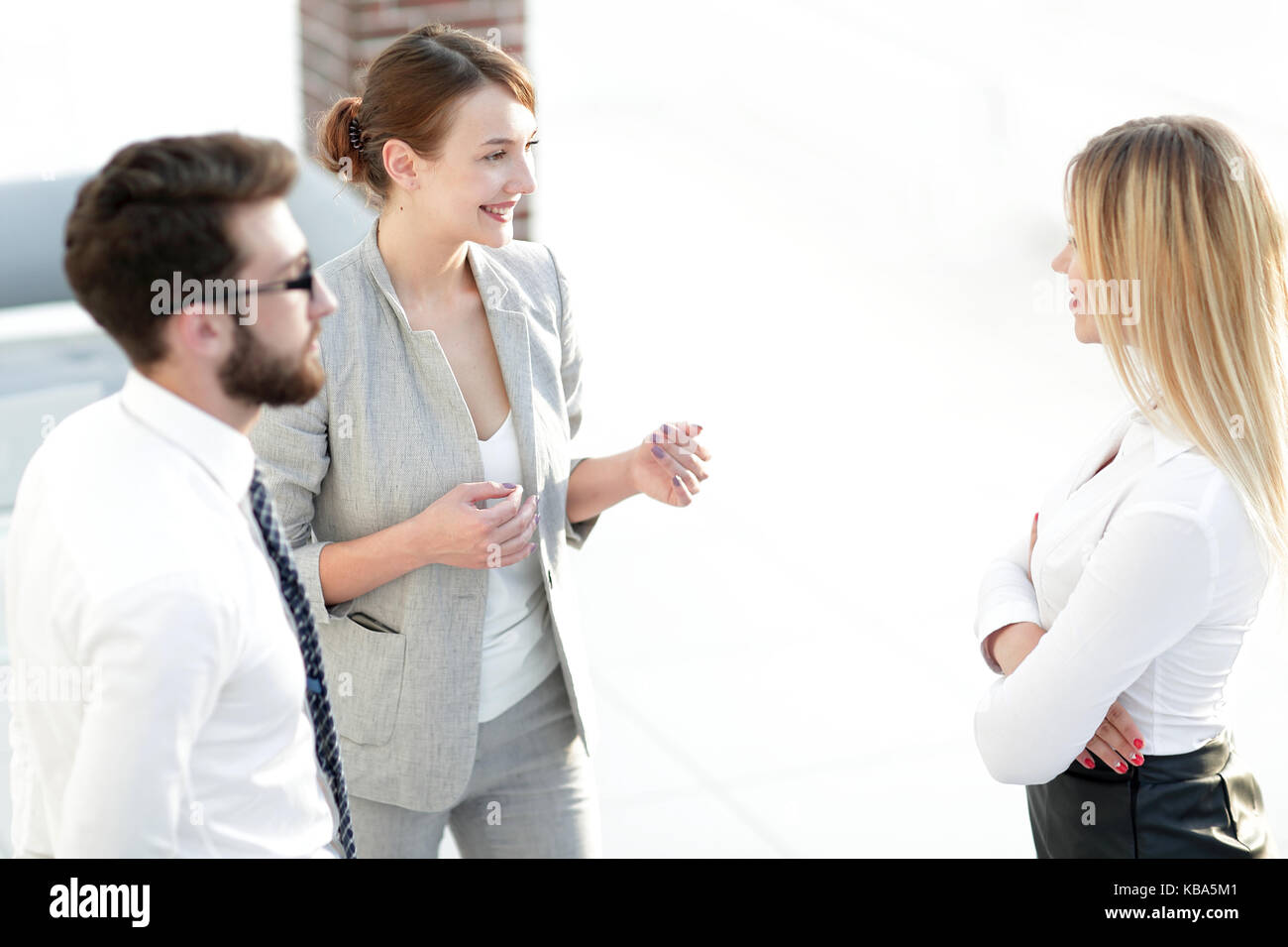 Manager and business team talking in the office. photo with scopy space ...