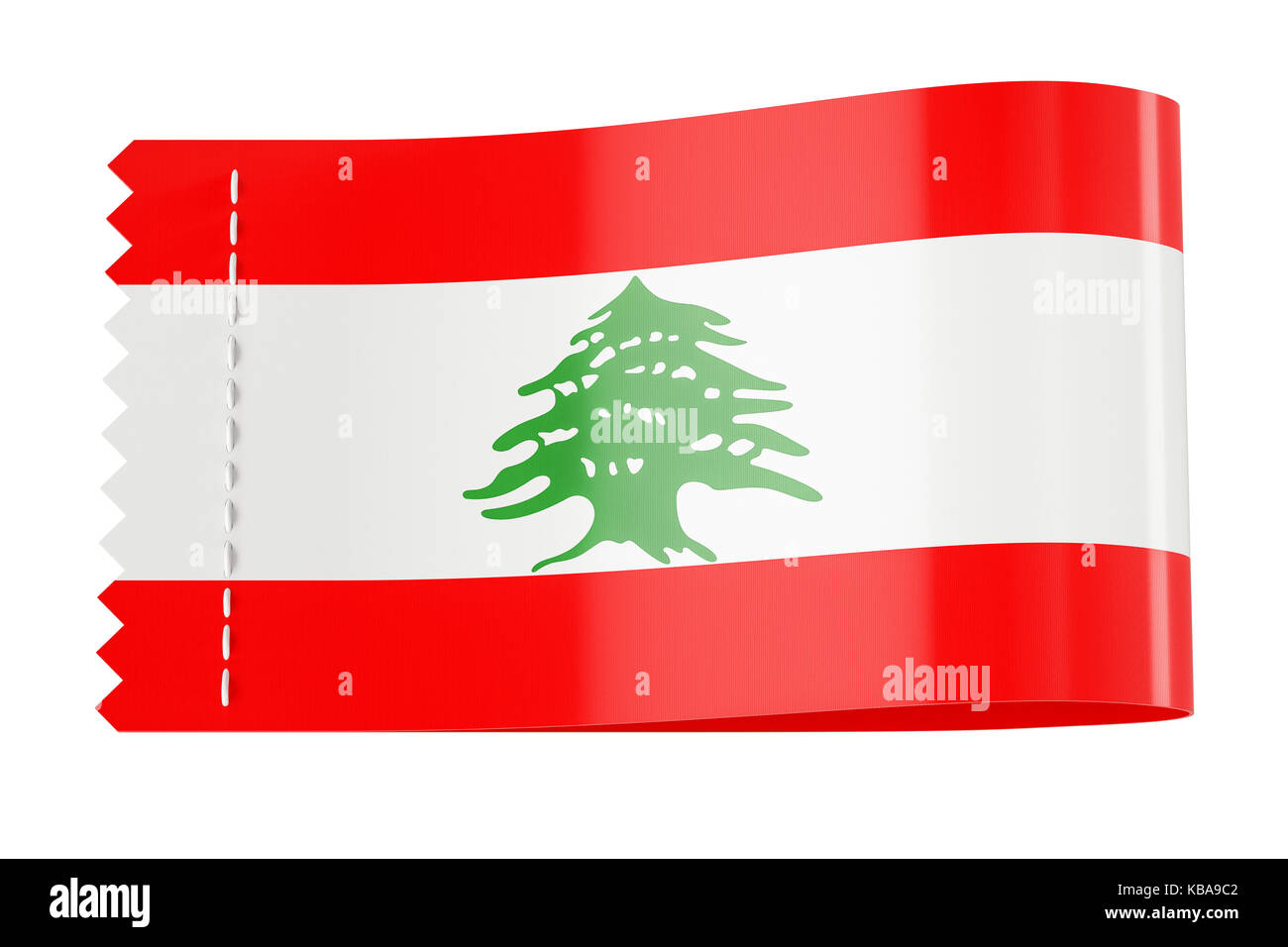 Clothing tag, label with flag of Lebanon. 3D rendering isolated on ...