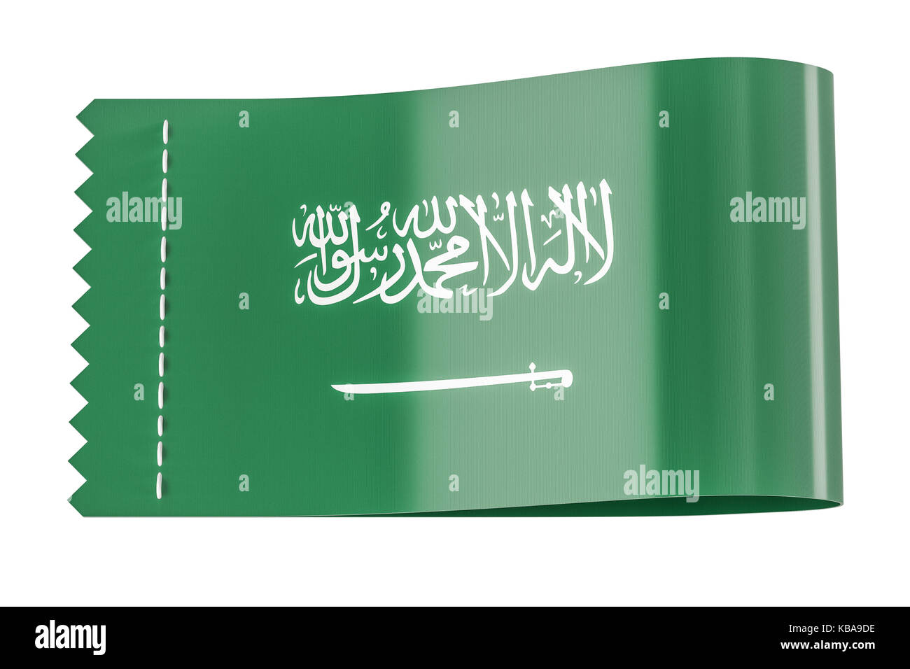 Clothing tag, label with flag of Saudi Arabia. 3D rendering isolated on ...