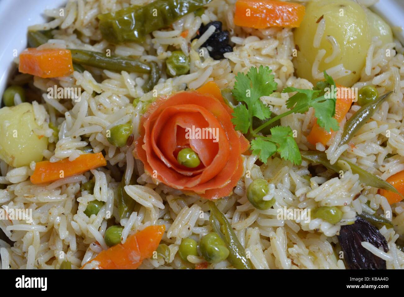 Indian Vegetable Pulav Rice Stock Photo - Alamy