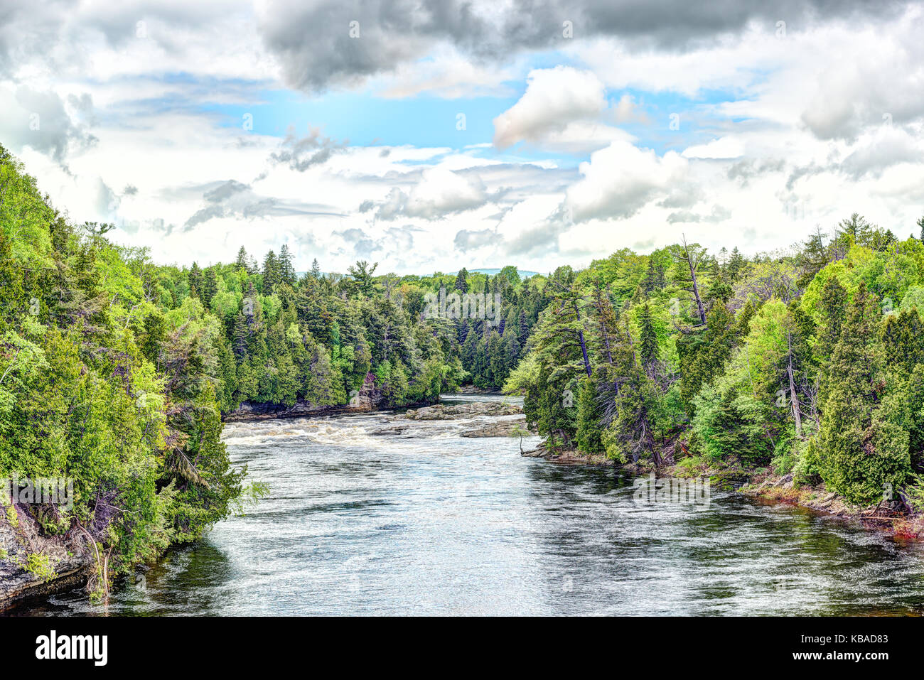 Montmorency river in Boischatel town, city of Quebec landscape during ...