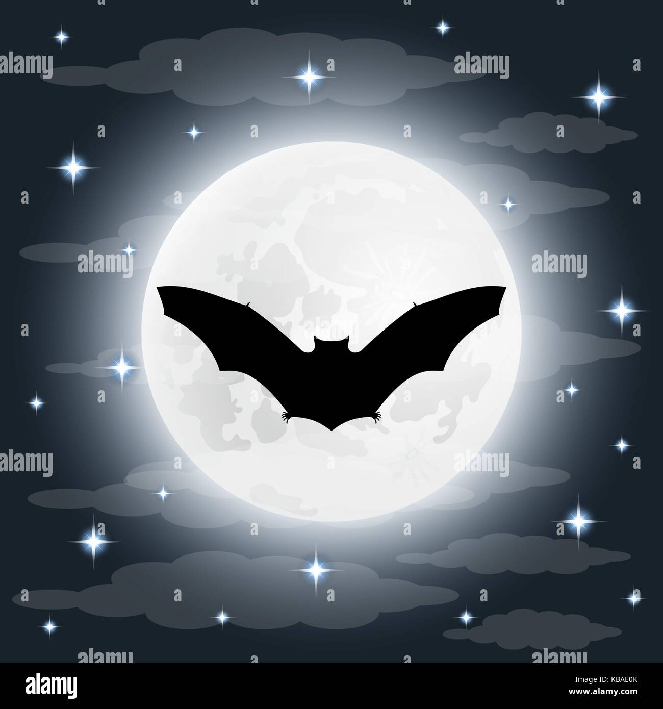 Silhouette bat in full moon Stock Vector Image & Art - Alamy