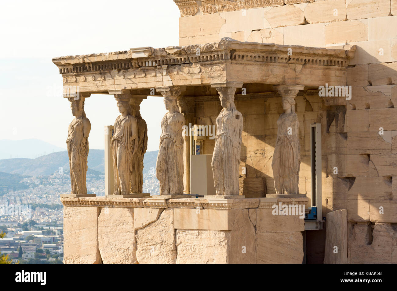 karyatides statues inside acropolis Stock Photo - Alamy