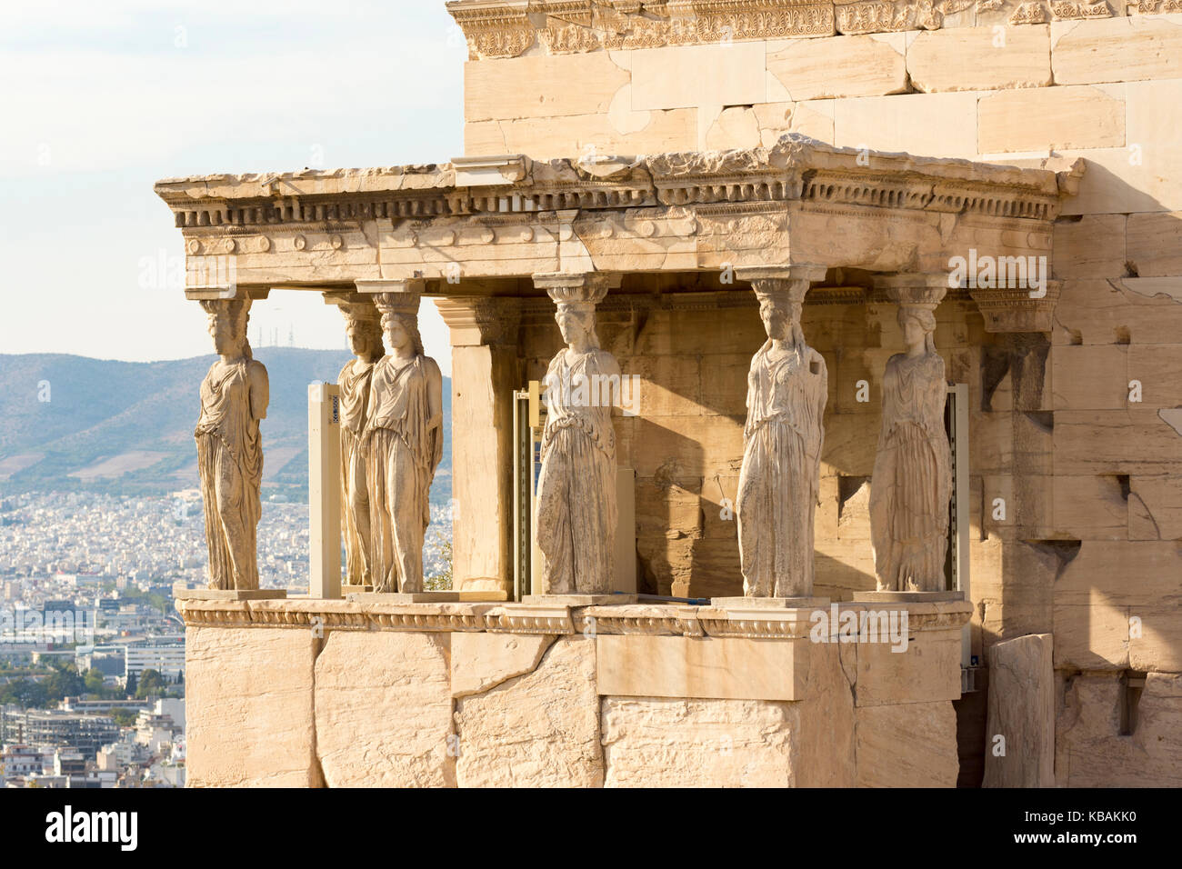 karyatides statues inside acropolis Stock Photo - Alamy