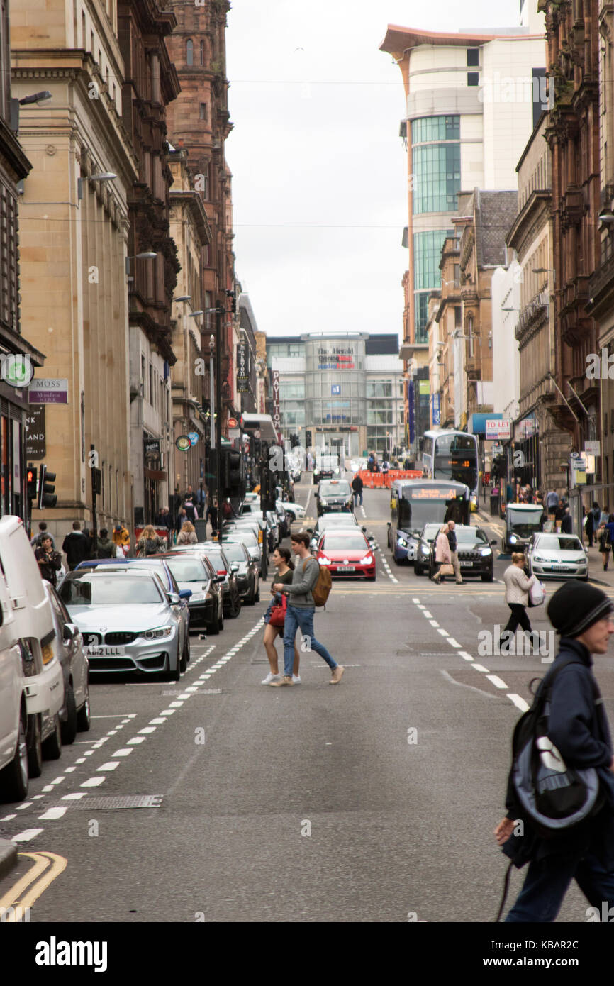 View up Renfield Street, Glasgow, Scotland, showing the corner of ...