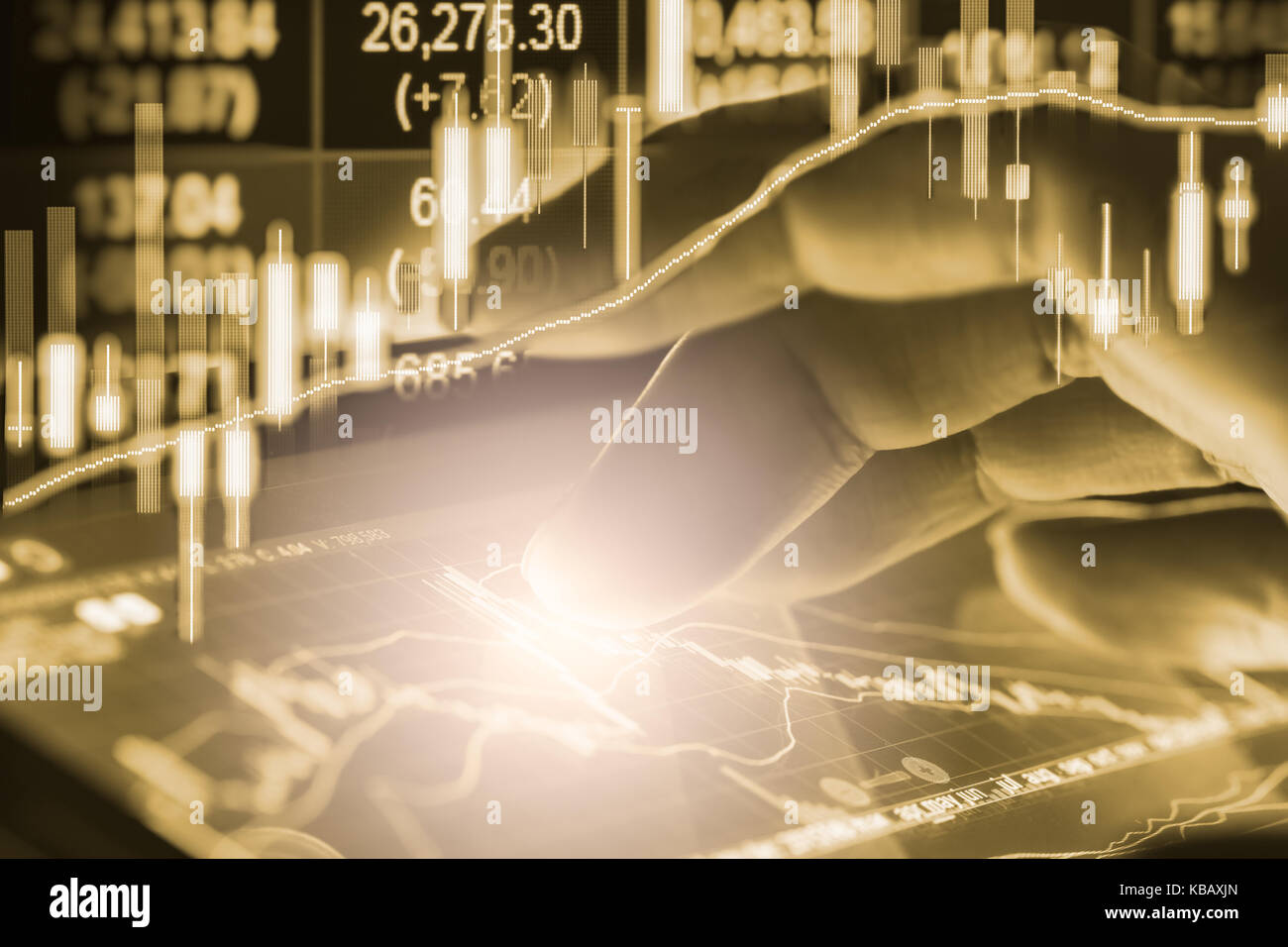 Index graph of stock market financial indicator analysis on LED ...