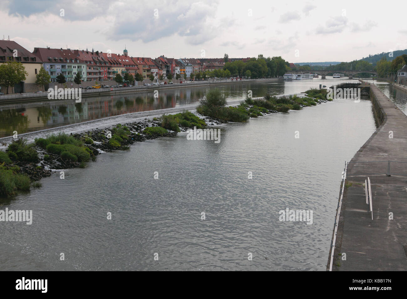 Channel, lock, river and city. Würzburg, Bavaria, Germany Stock Photo ...