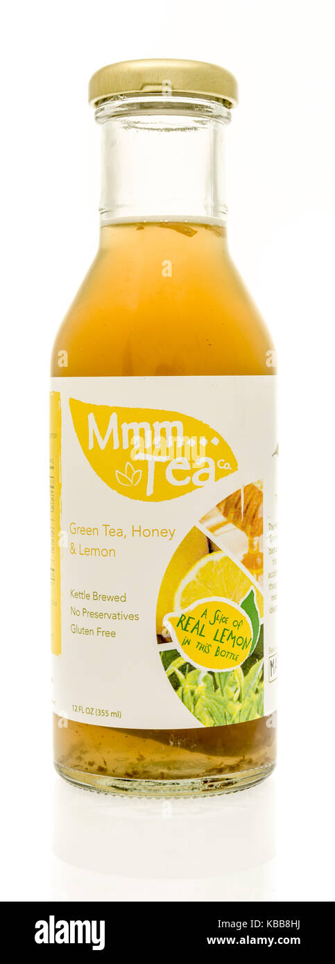 Winneconne, WI - 28 September 2017: A bottle of MMM...Tea drink on an ...