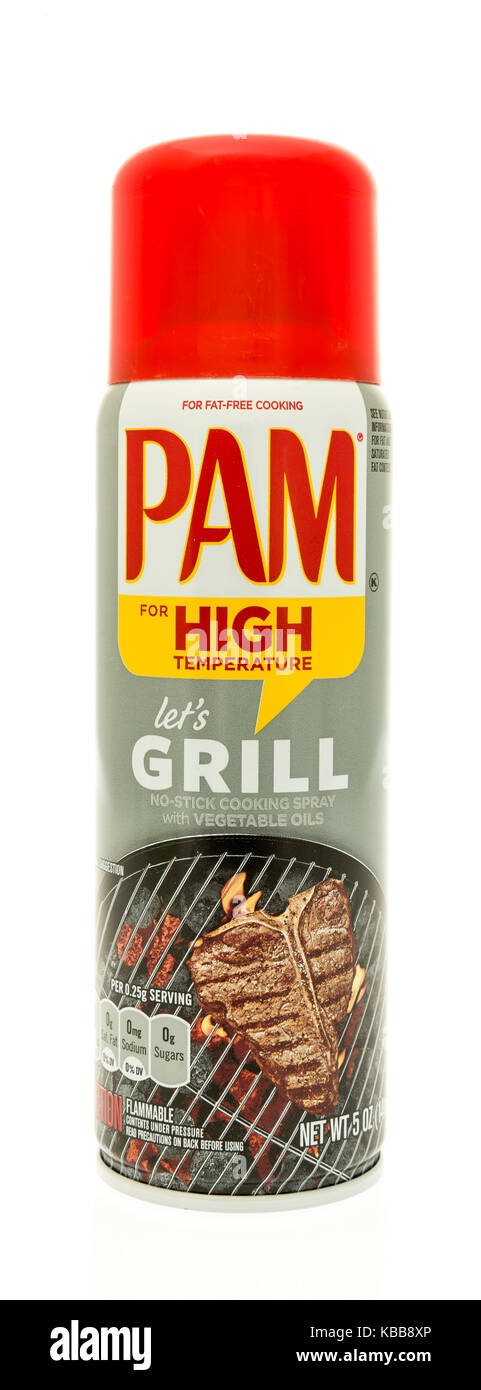 Winneconne, WI - 28 September 2017: A can of Pam high temperature non ...