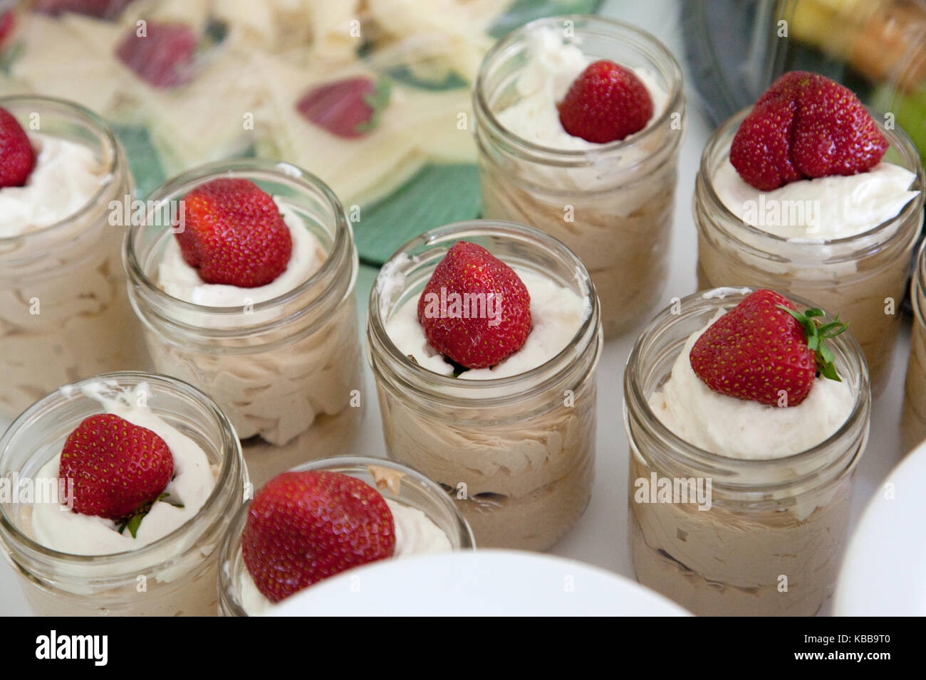 beautiful cream colored pudding or parfait with strawberries Stock ...