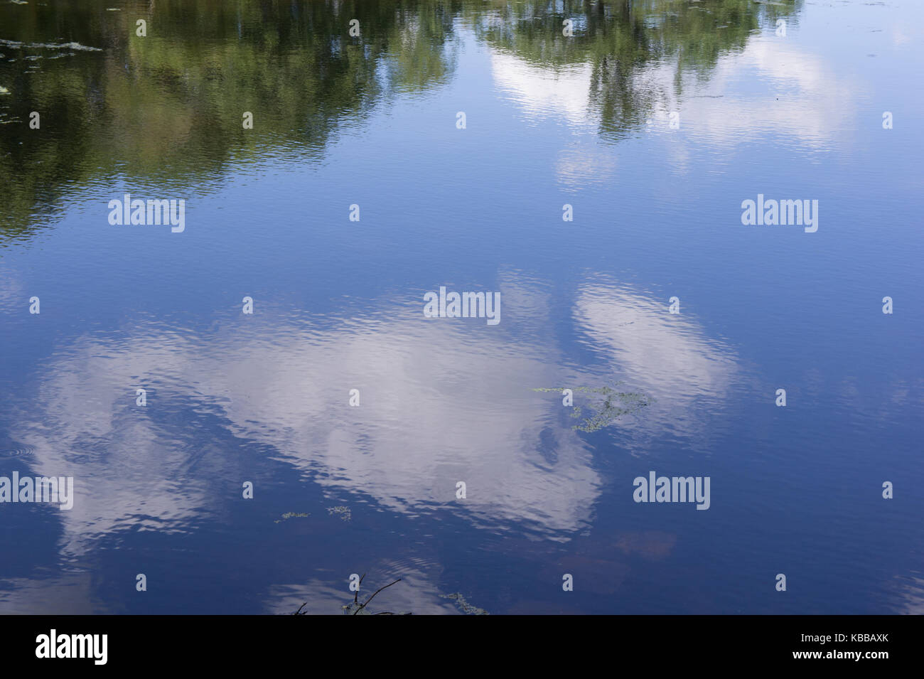 Sky reflected on surface of water Stock Photo - Alamy