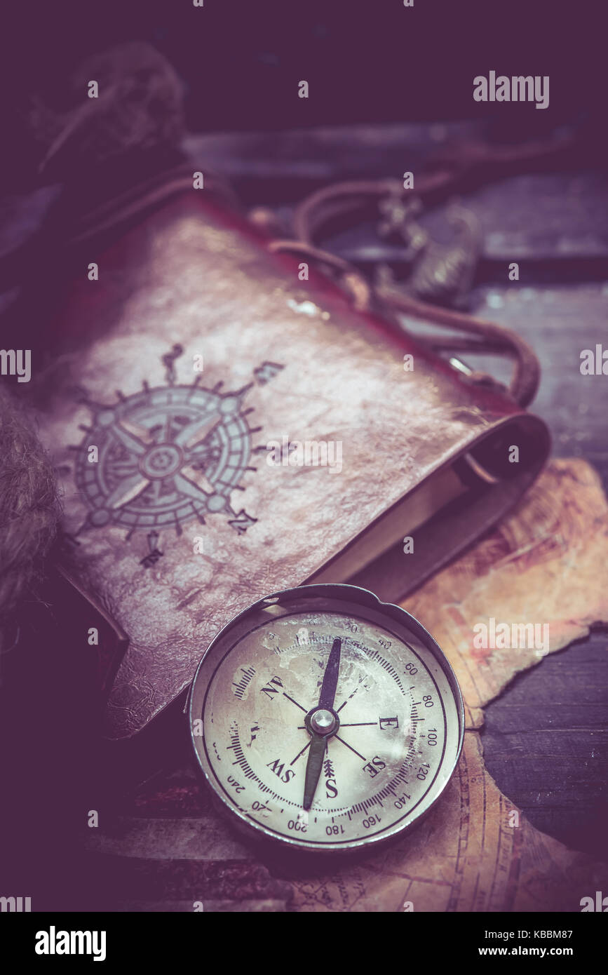 Columbus day and world map with compass Stock Photo - Alamy