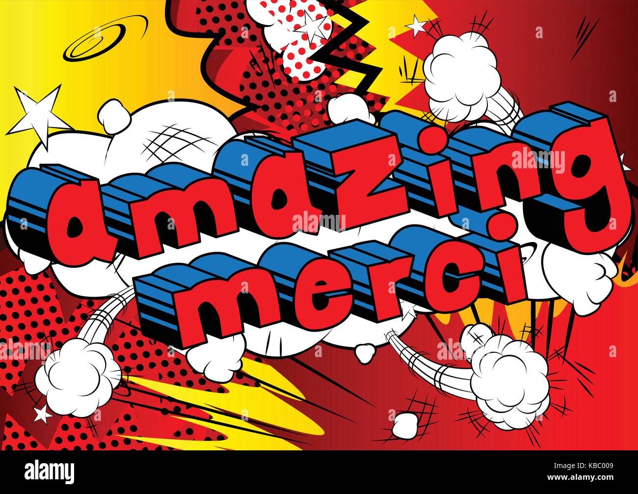 Amazing Merci - Thank You in French - Comic book style word on abstract ...