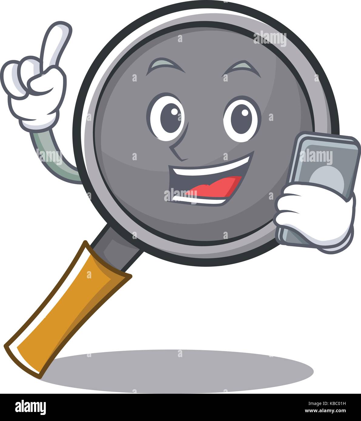 With phone frying pan cartoon character Stock Vector Image & Art - Alamy