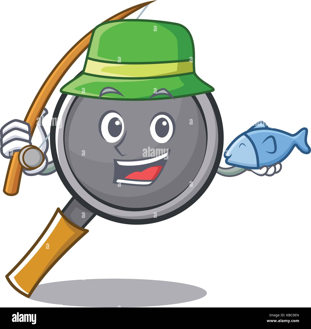 Fishing frying pan cartoon character Stock Vector Image & Art - Alamy