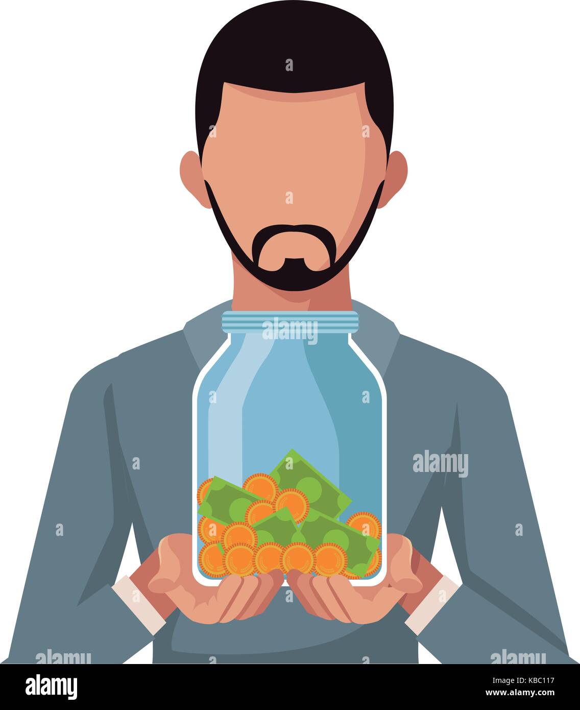 Businessman avatar cartoon holding savings Stock Vector Image & Art - Alamy