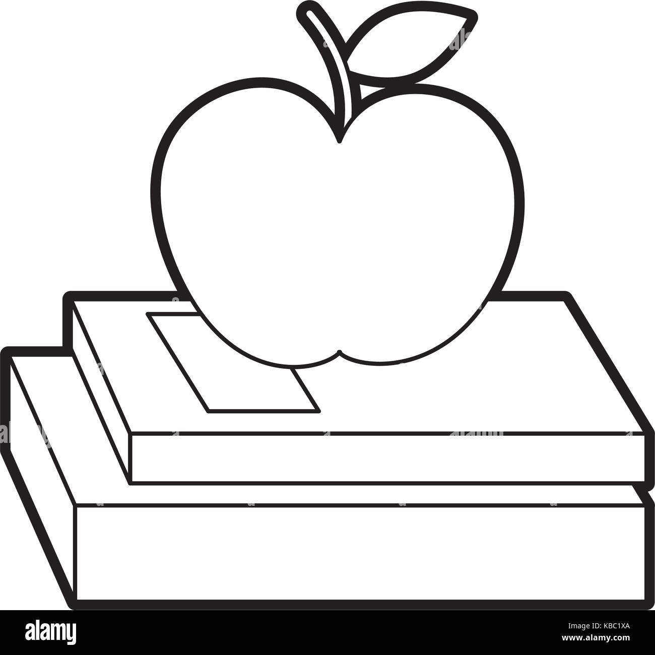 school books and apple study learn concept Stock Vector Image & Art - Alamy