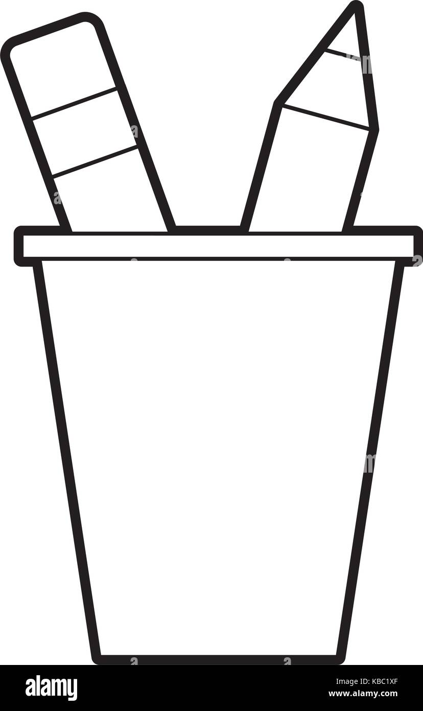 school plastic cup with pencil pen supplies Stock Vector Image & Art ...
