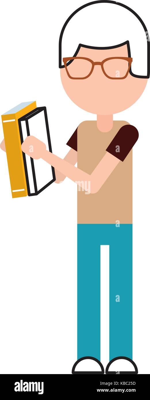 school boy holding book knowledge learn study Stock Vector Image & Art ...