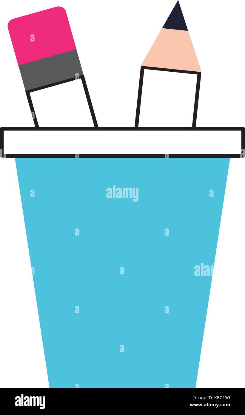 Wooden pencil cup Stock Vector Images - Alamy