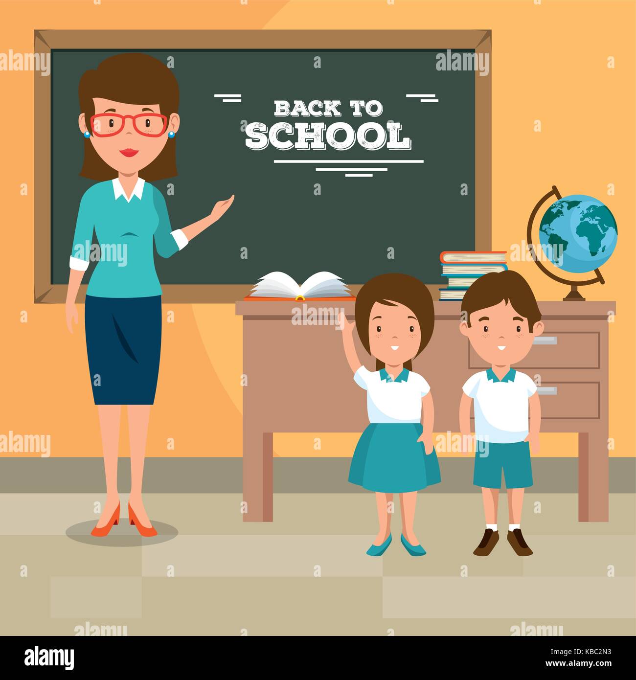Teacher welcome students classroom Stock Vector Images - Alamy