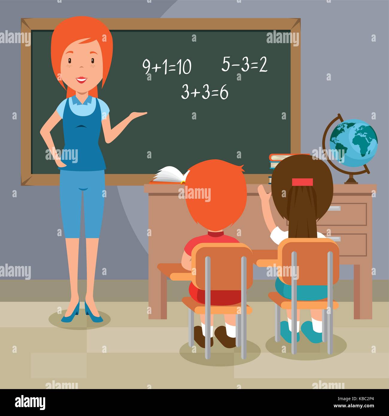 Animated Teacher Teaching Students