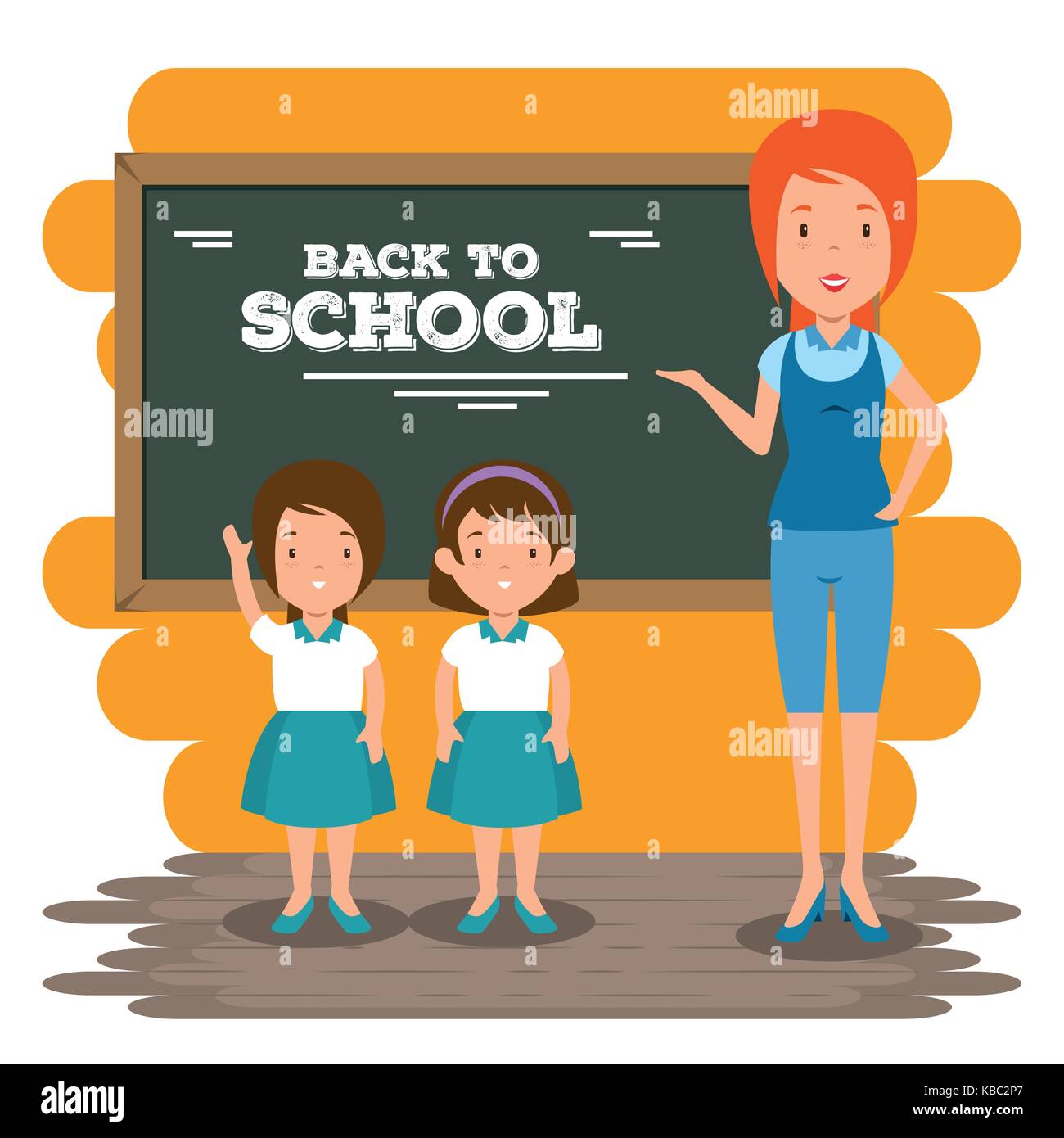 back to school teacher teaching to her students Stock Vector Image ...