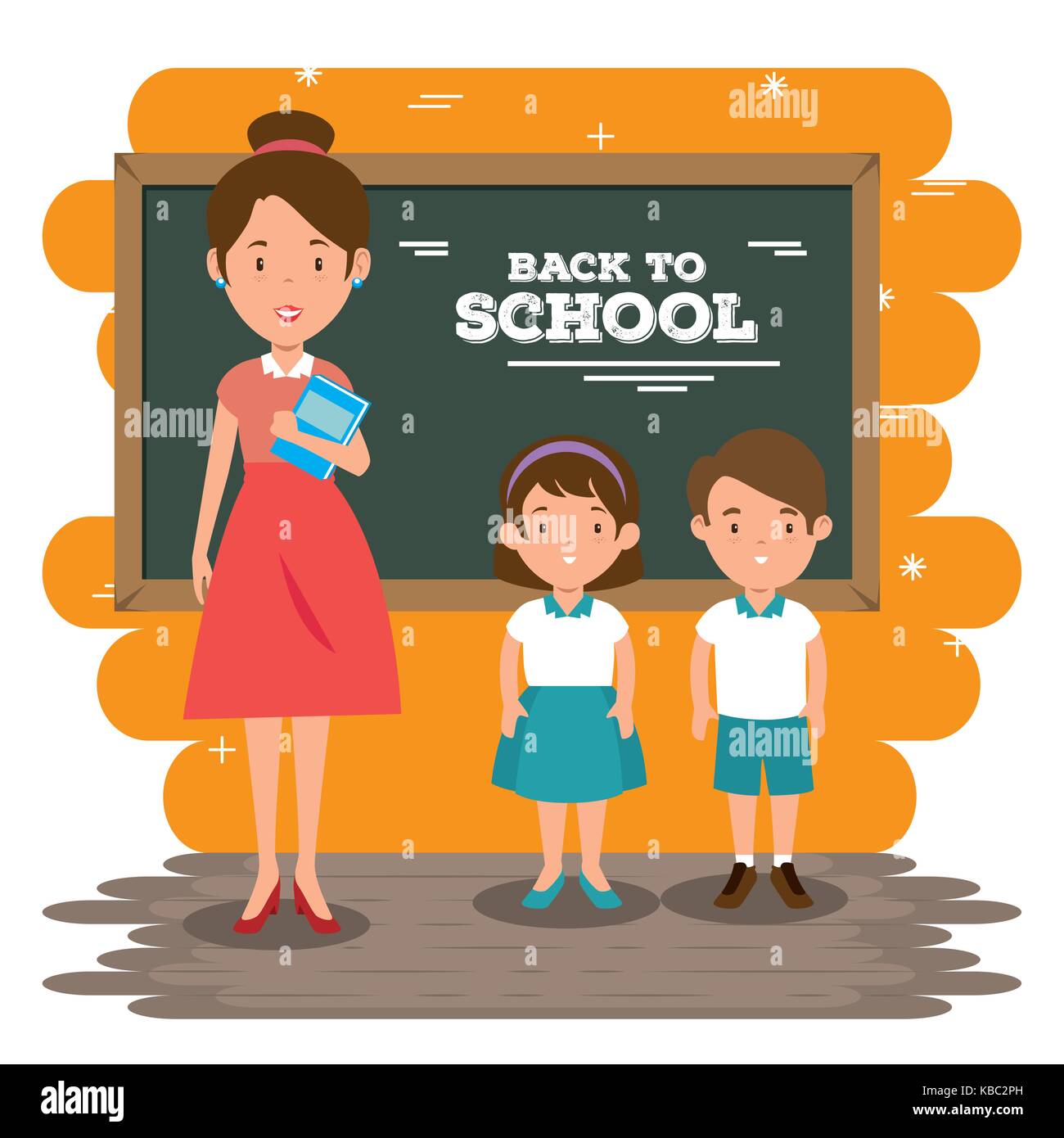 back to school teacher teaching to her students Stock Vector Image ...