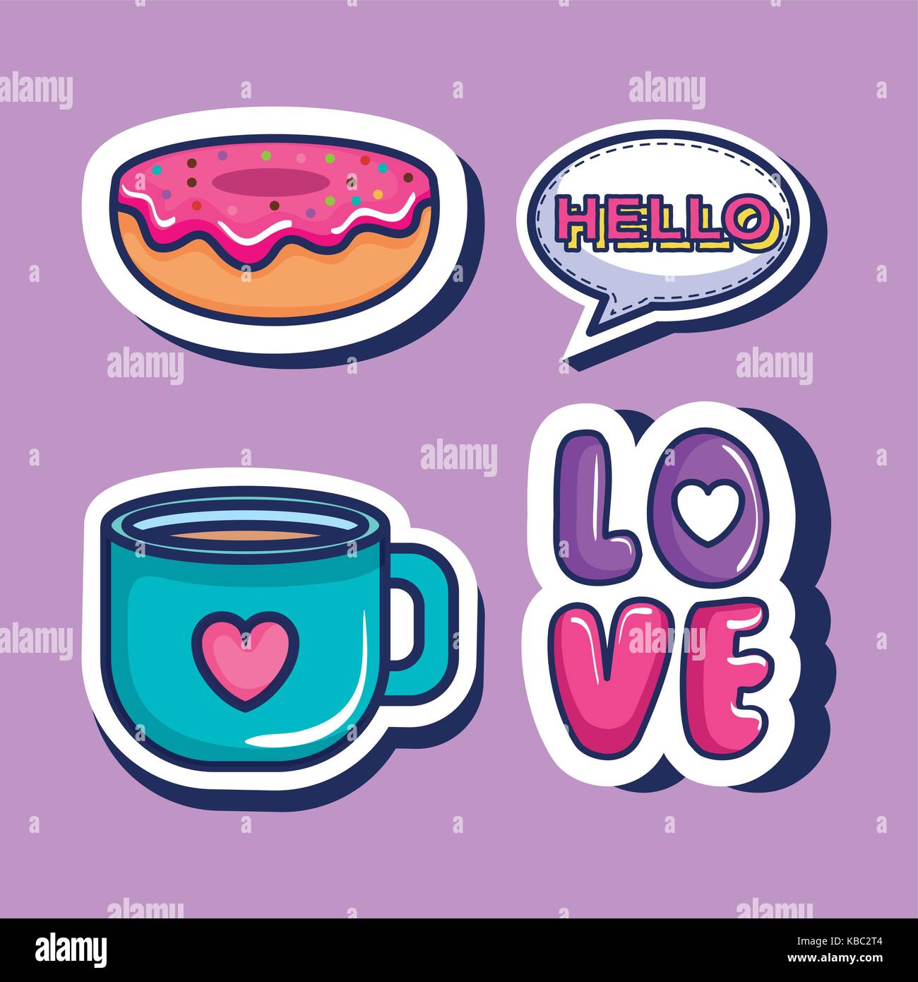 cute pop art icons Stock Vector Image & Art - Alamy