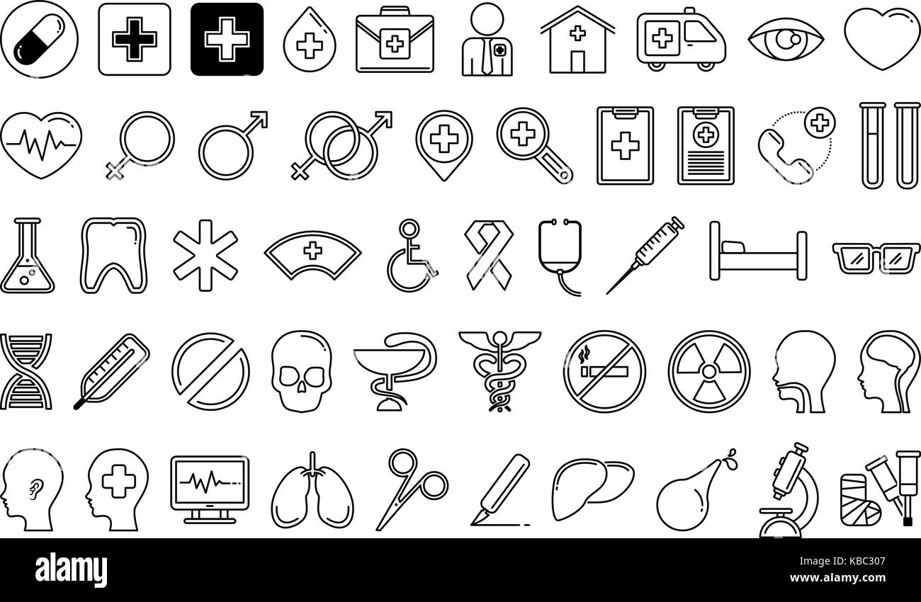 Medicine and Healthsicon set. graphic thin outline in a linear design ...