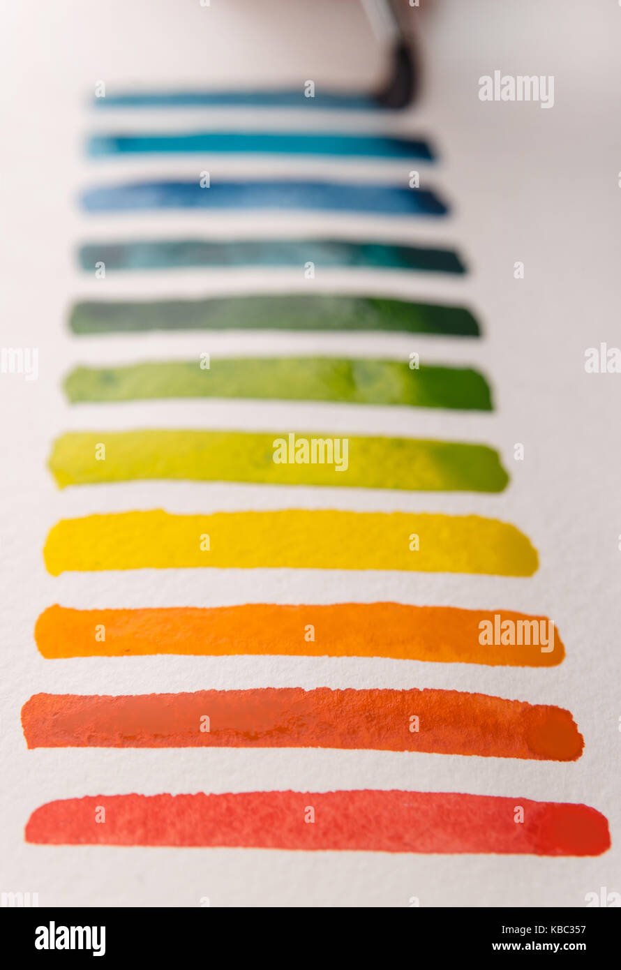 Image of colorful gradient stripes with watercolor paint and brush on ...