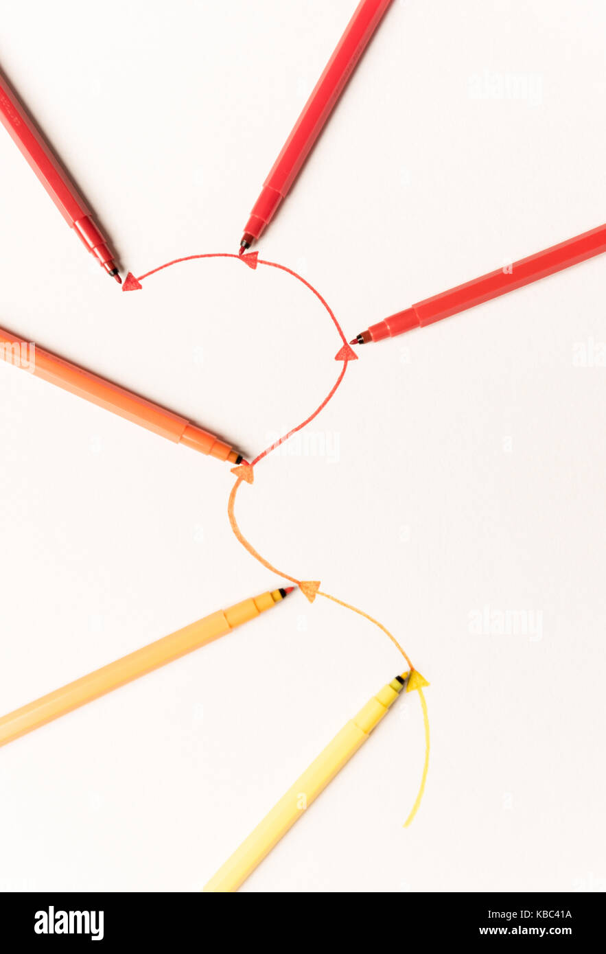 Picture of linear route with points painted with colorful markers on ...