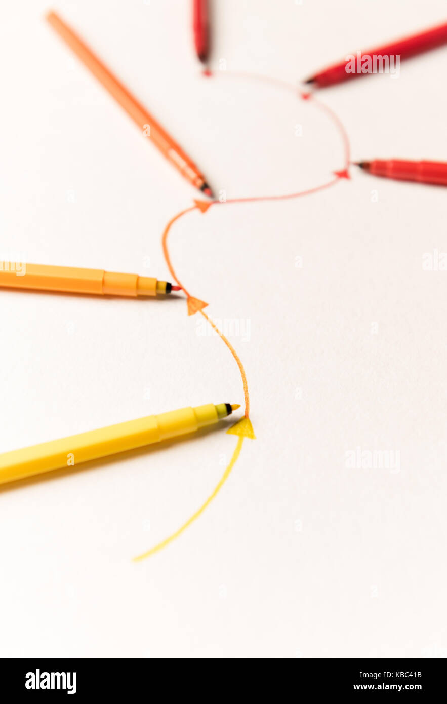 Picture of linear route with points painted with colorful markers on ...