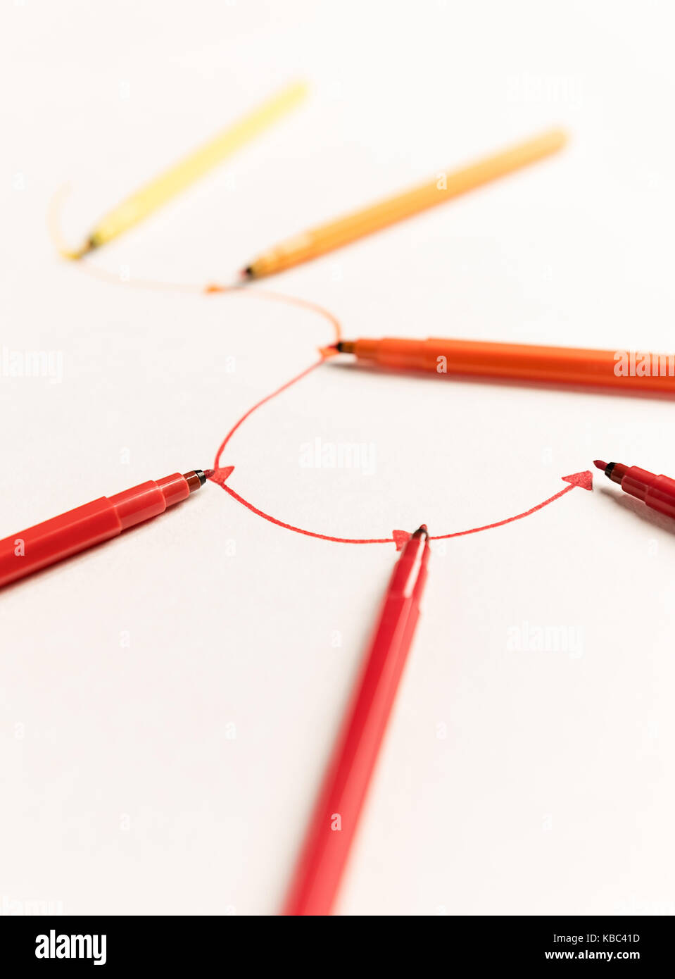 Picture of linear route with points painted with colorful markers on ...