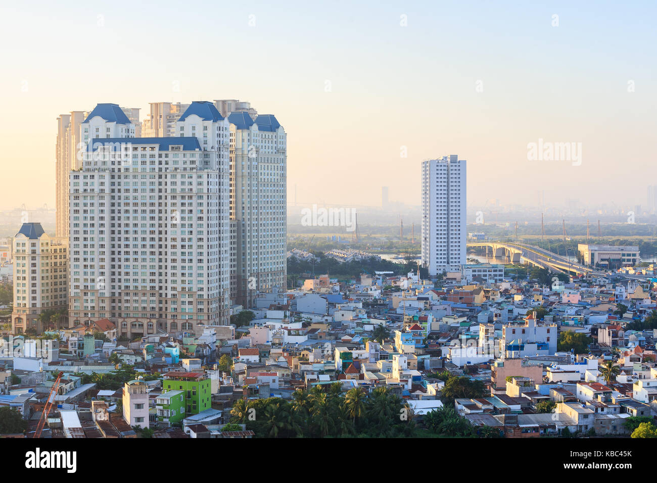 Panoramic view of Ho Chi Minh city (or Saigon) in sunrise, Vietnam. Ho ...