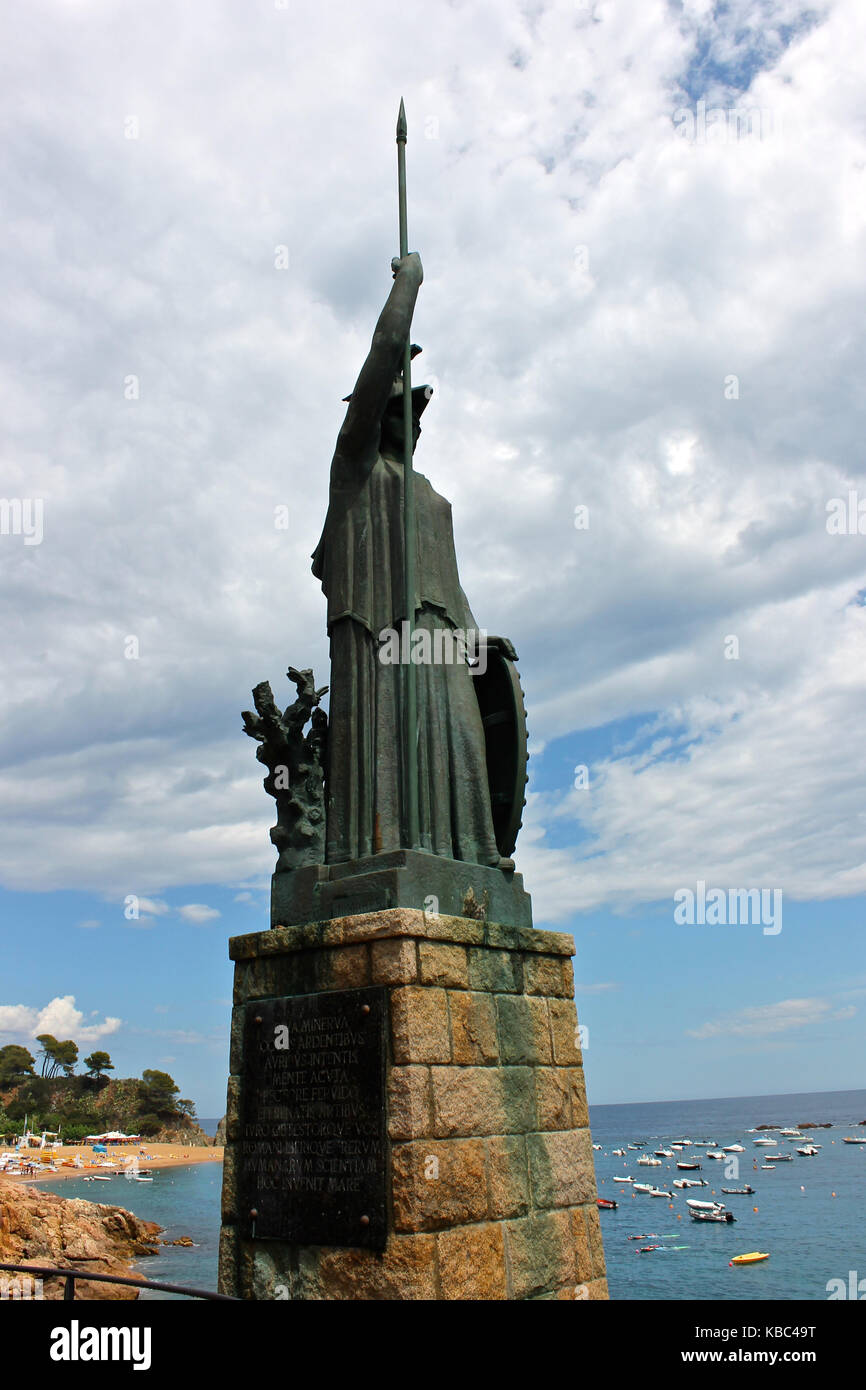 A statue of Minerva, Roman goddess of wisdom, in Tossa de Mar ...