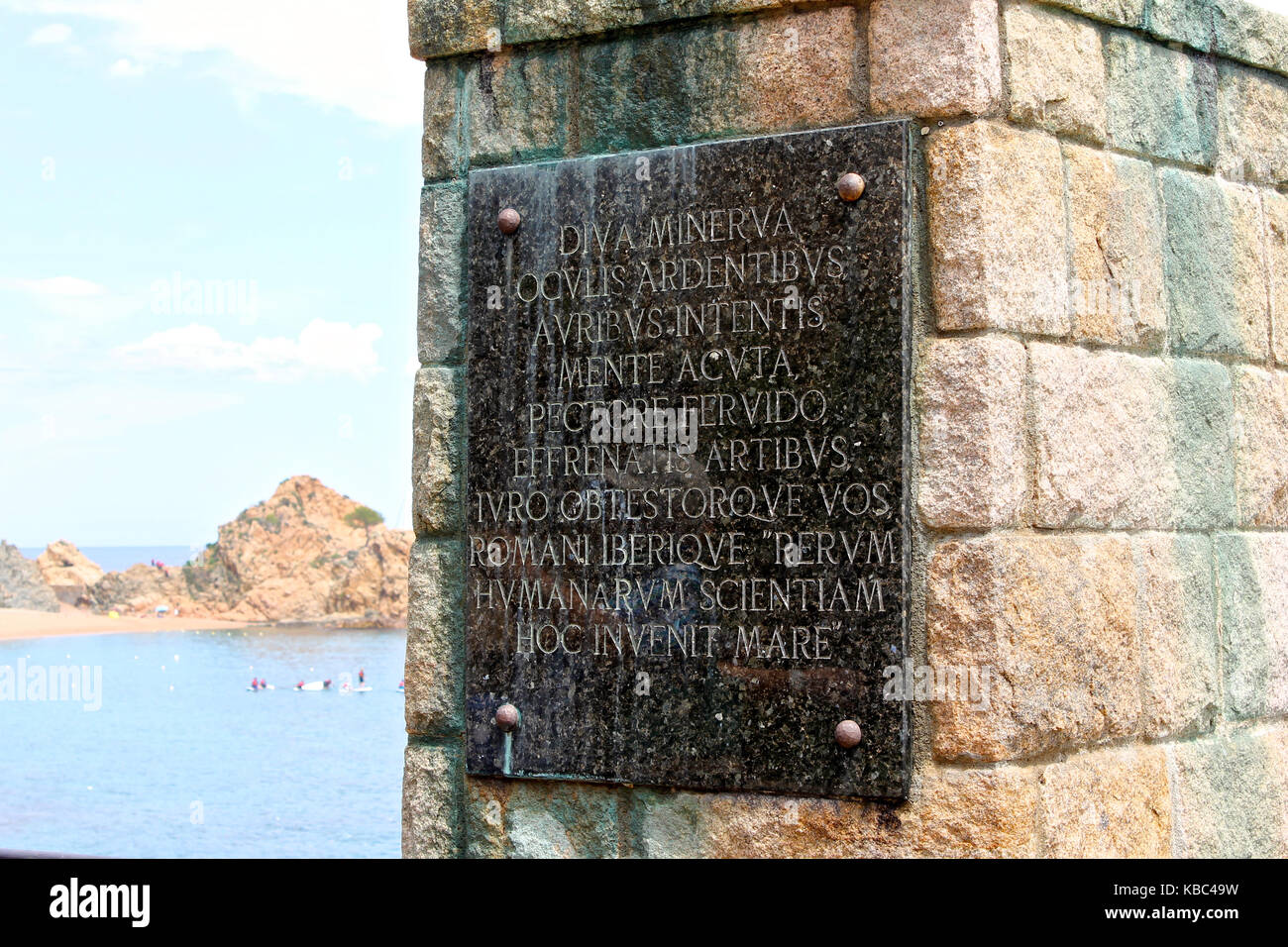 A statue of Minerva, Roman goddess of wisdom, in Tossa de Mar ...