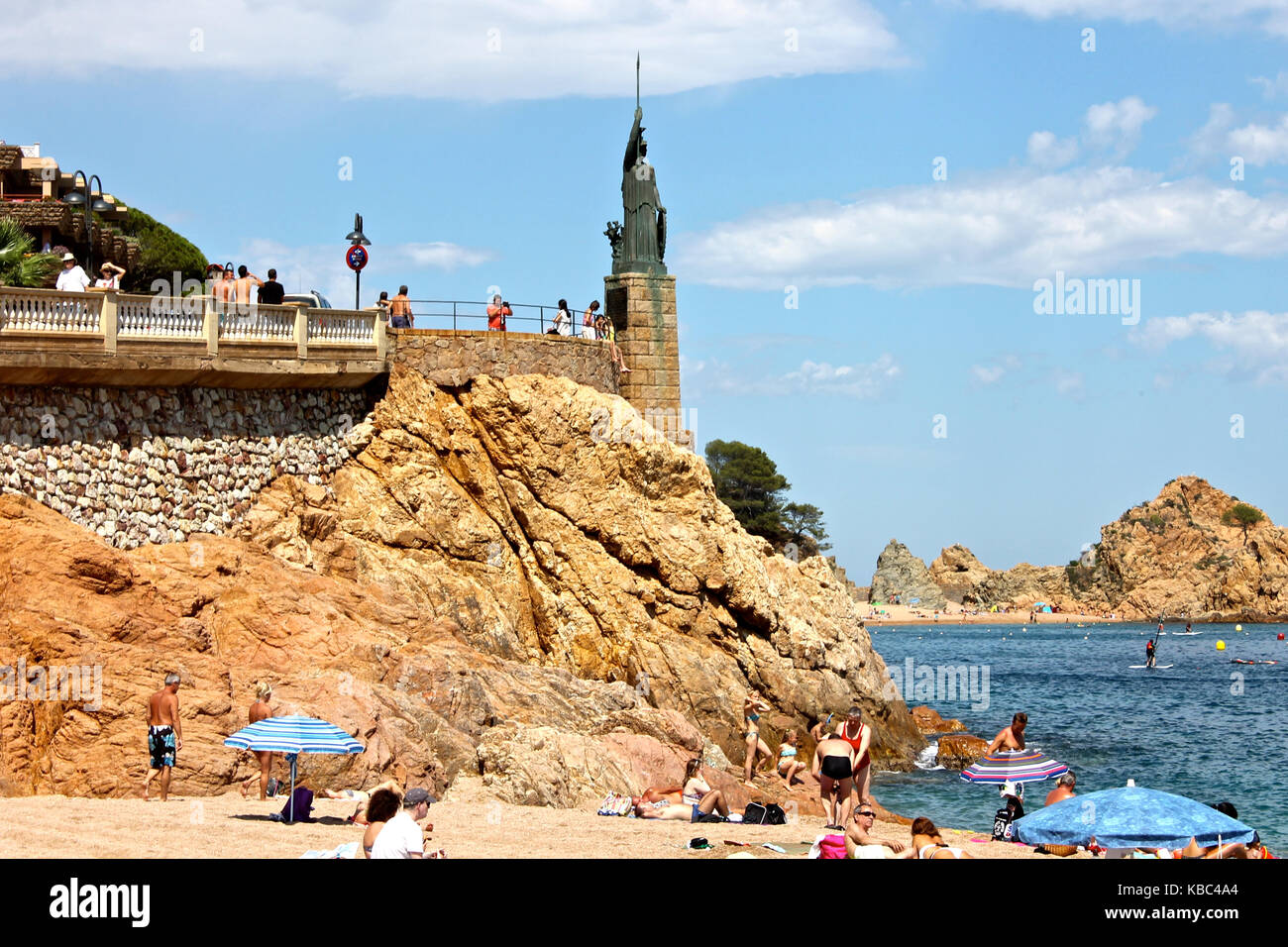A statue of Minerva, Roman goddess of wisdom, in Tossa de Mar ...