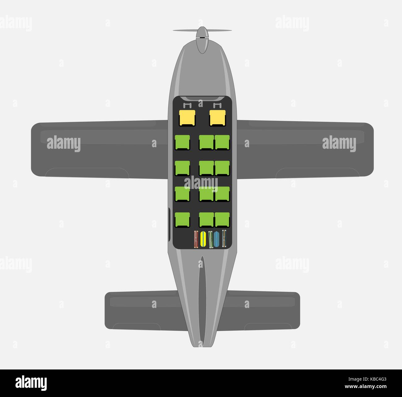 Top View Seat Map of Small Passenger Propeller aircraft Stock Vector ...