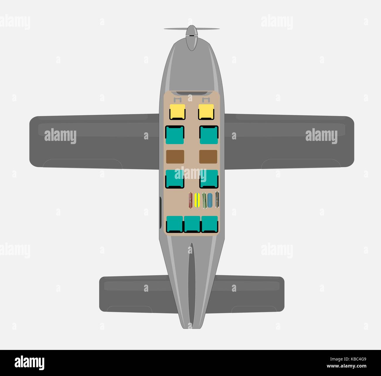 Top View Seat Map of Small Passenger Propeller aircraft Stock Vector ...