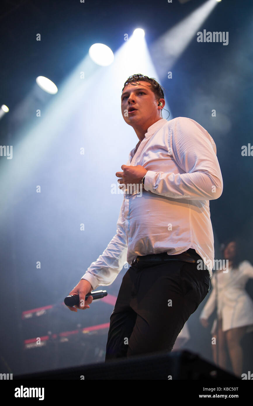 The English singer, songwriter and musician John Newman performs a live ...