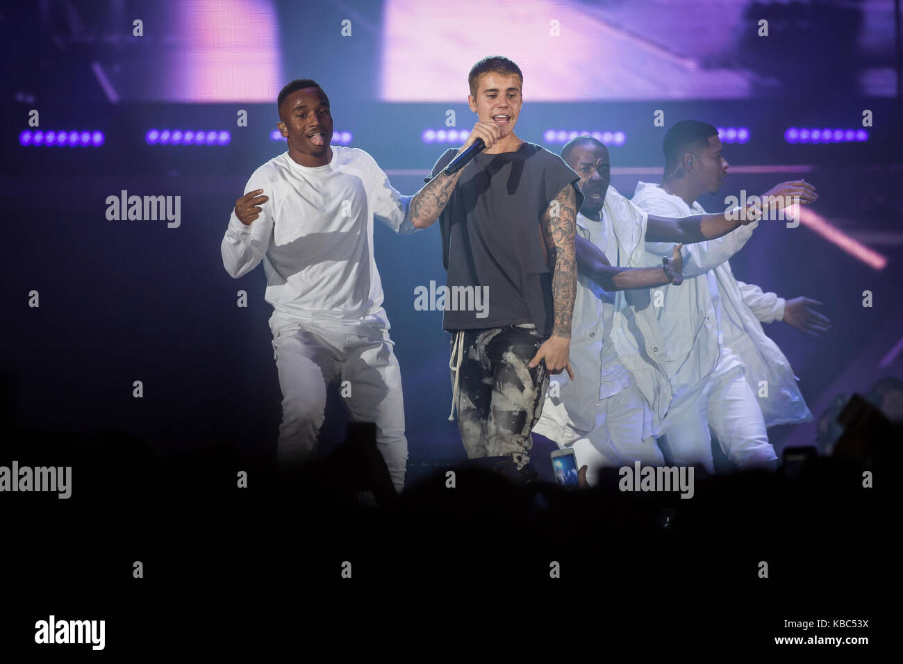 The Canadian singer and songwriter Justin Bieber performs a live ...