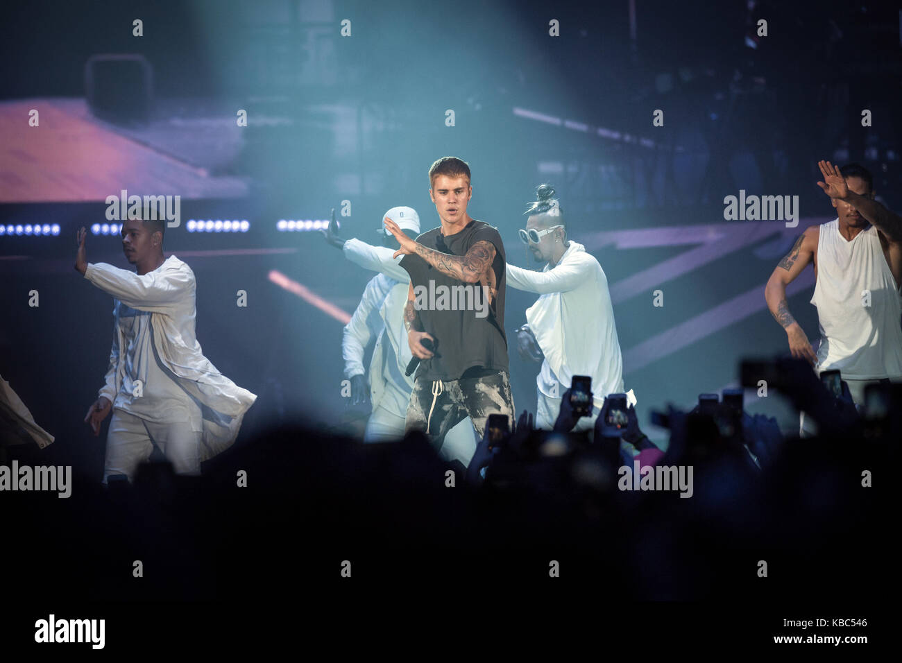 The Canadian singer and songwriter Justin Bieber performs a live ...