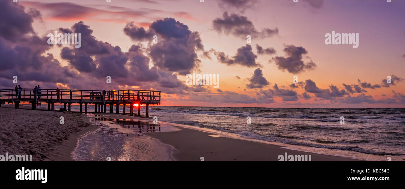 Panoramic picture of a sunset over the sea beach in Sarbinowo,Baltic ...