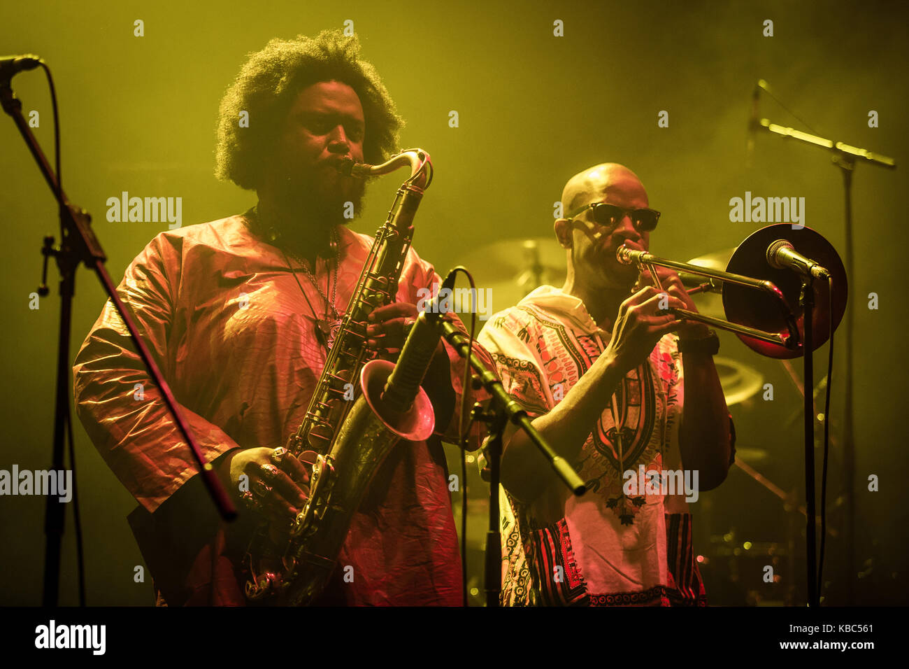 The American saxophonist and jazz musician Kamasi Washington performs a ...